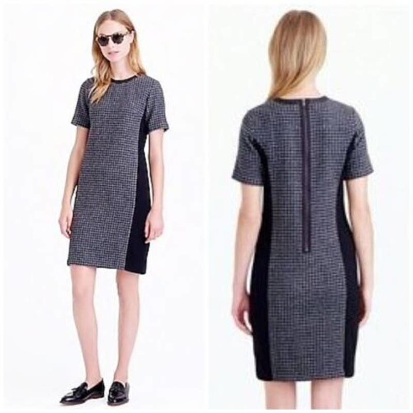 J. Crew | Dresses | J Crew Dress 4 Gray Black Houndstooth Print Wool ...